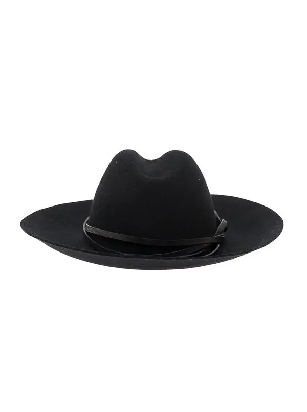 GOLDEN GOOSE Wool Felt Fedora Hat With Leather Straps - Black