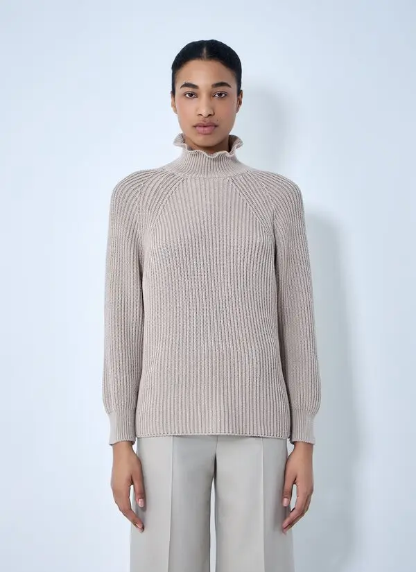Max Mara Ribbed Knit High Neck Sweater
