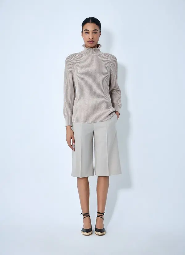 Max Mara Ribbed Knit High Neck Sweater