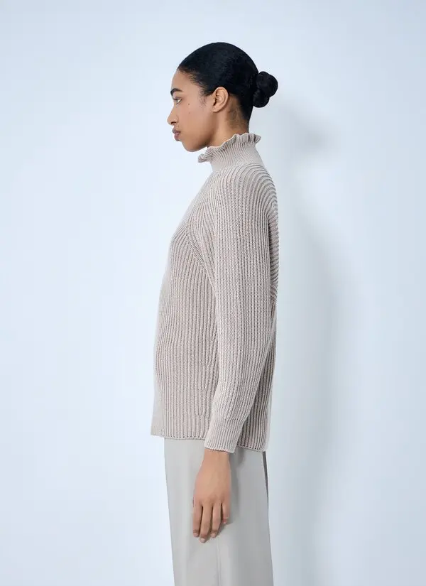 Max Mara Ribbed Knit High Neck Sweater