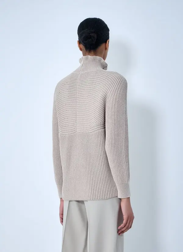 Max Mara Ribbed Knit High Neck Sweater
