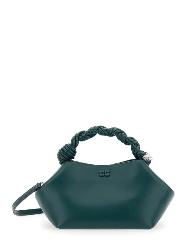 GANNI Leather Handbag With Braided Handle - Multicolor