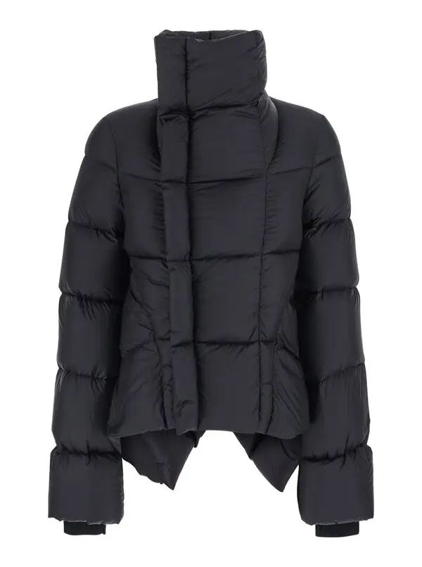 Rick Owens Naska Duvet Down Jacket With High Collar And Long Sleeves In Black Tech Fabric - Multicolor