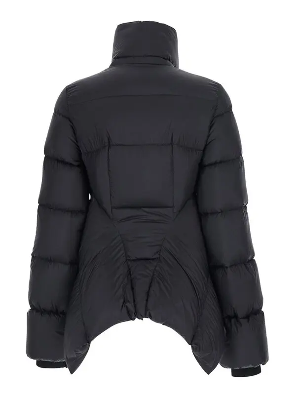 Rick Owens Naska Duvet Down Jacket With High Collar And Long Sleeves In Black Tech Fabric - Multicolor