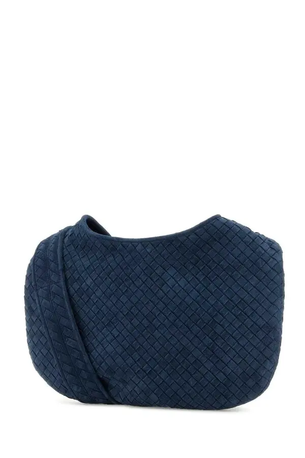 Bottega Veneta Navy Suede Crossbody Bag - Blue