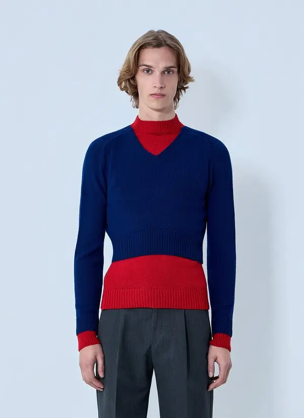 JIL SANDER Layered Knit Sweater - Blue