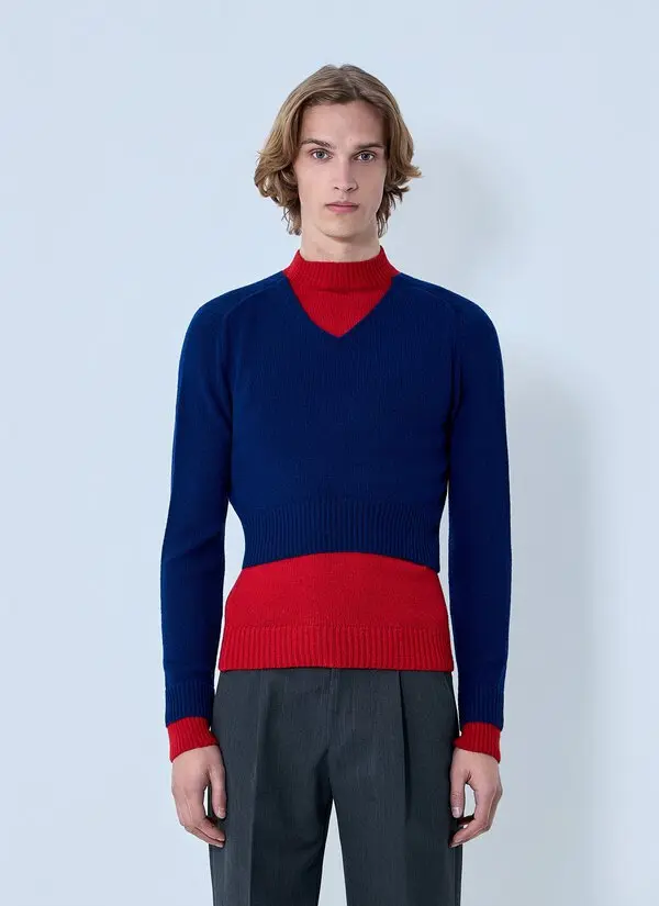 JIL SANDER Layered Knit Sweater - Blue