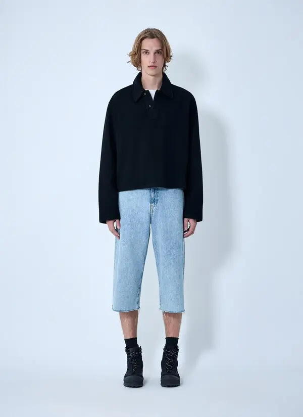 RIER Wool Blend Polo Sweater - Black
