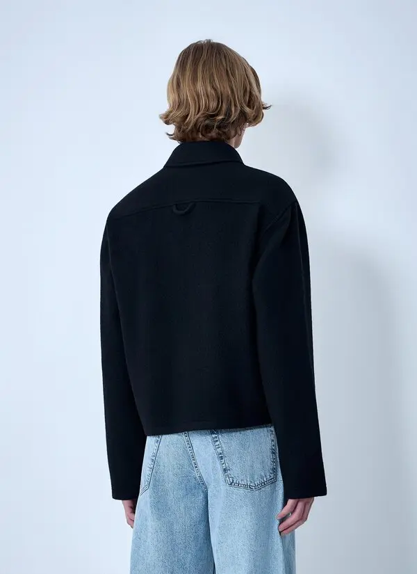 RIER Wool Blend Polo Sweater - Black