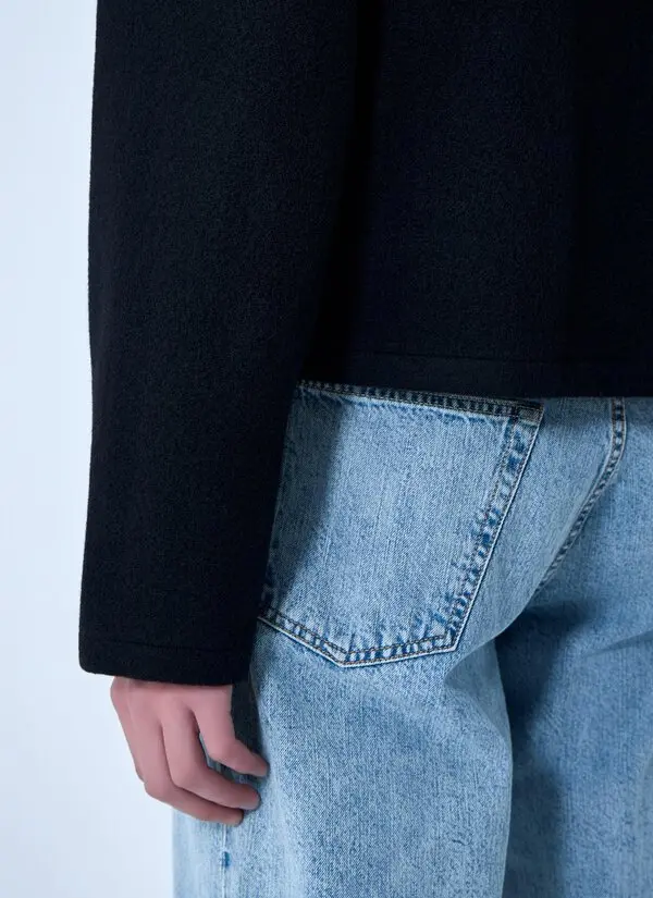 RIER Wool Blend Polo Sweater - Black