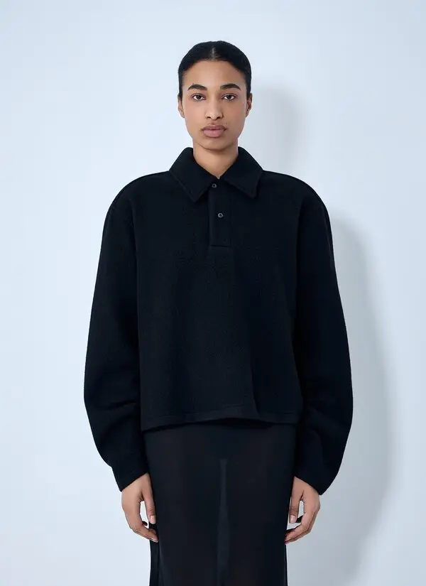 RIER Wool Blend Polo Sweater - Black