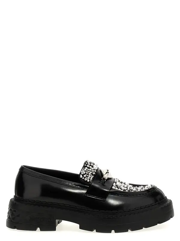JIMMY CHOO Marlow Diamond Loafers - Black