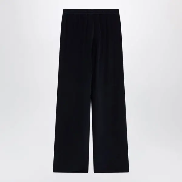 Max Mara Navy Silk Relaxed Trousers