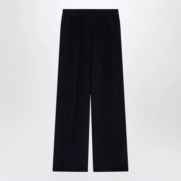 Max Mara Navy Silk Relaxed Trousers - Blue