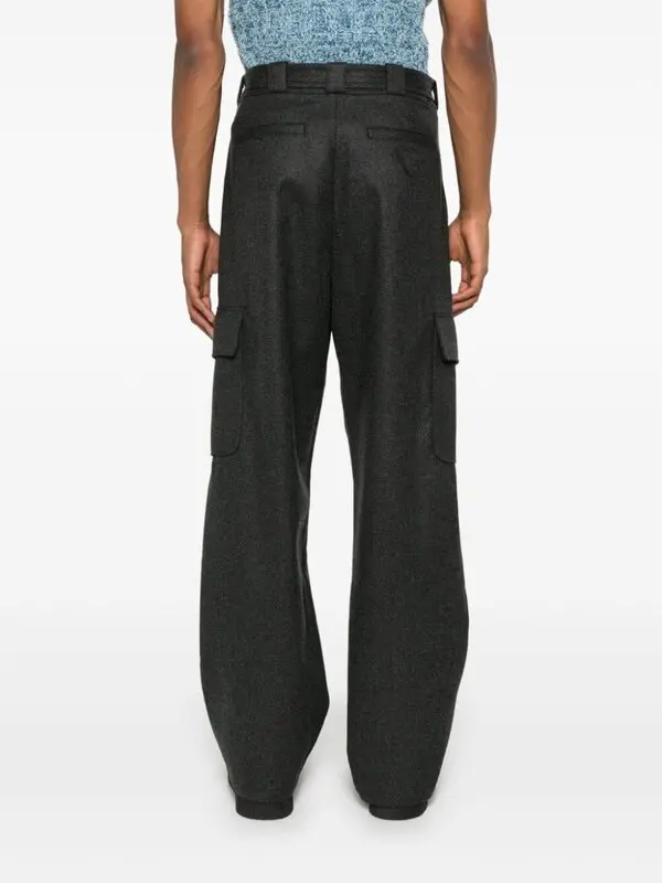 Prada Wool Flannel Belted Cargo Pants - Multicolor