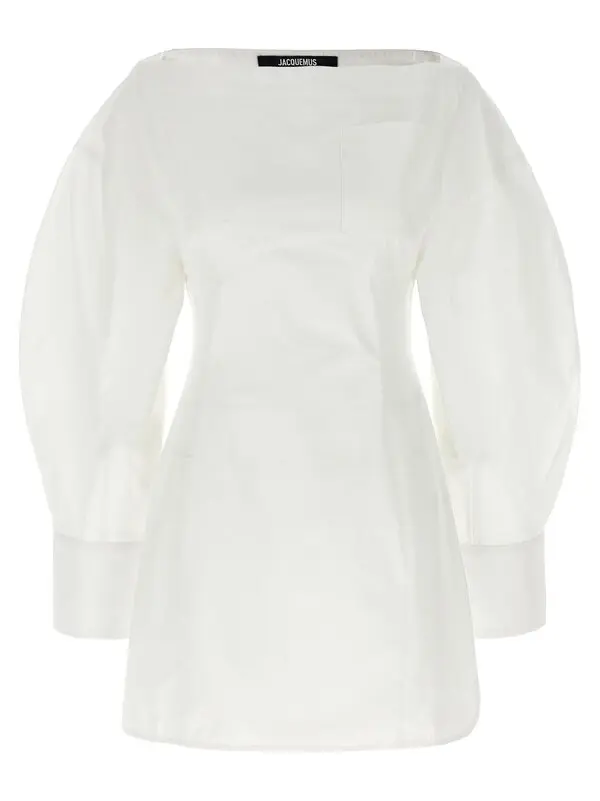 Jacquemus La Robe Chemise Casaco Cotton Poplin Dress - White