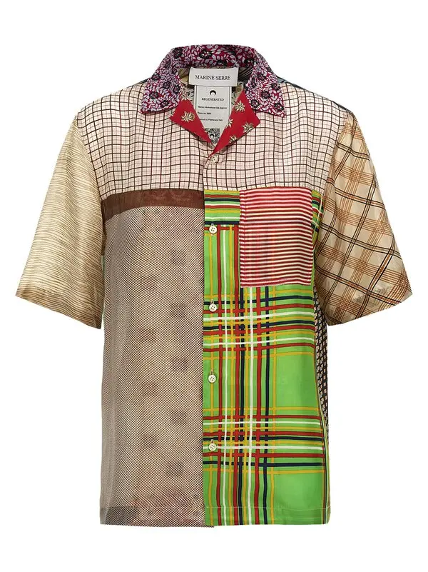 MARINE SERRE Regenerated Silk Scarves Bowling' Shirt - Multicolor