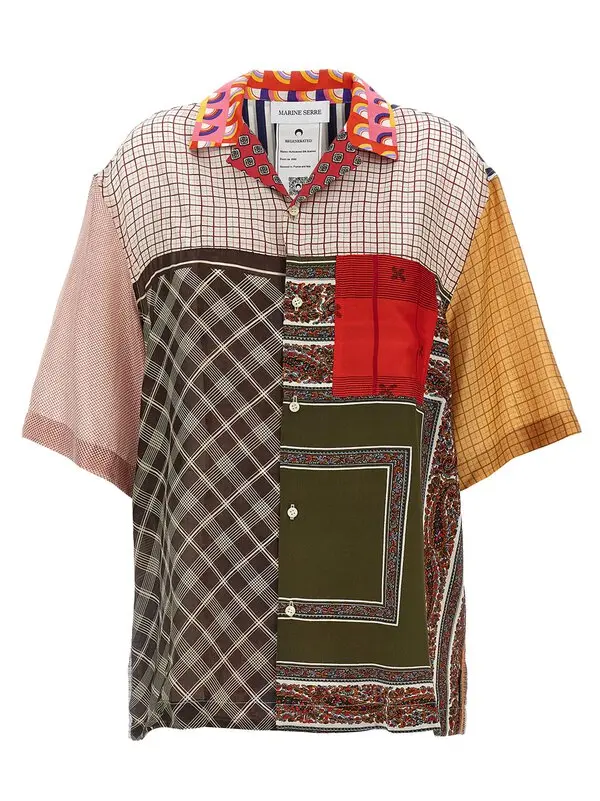 MARINE SERRE Regenerated Silk Scarves Bowling' Shirt - Multicolor