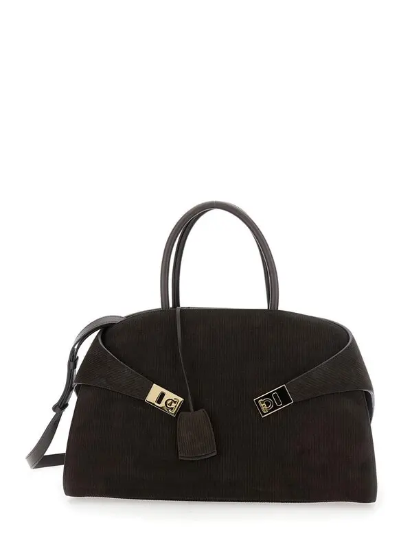 FERRAGAMO Hug Bicolor Handbag - Brown