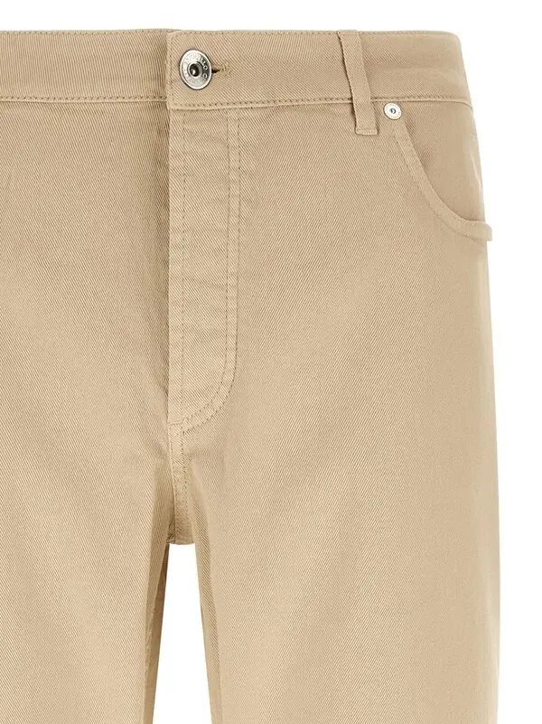 Brunello Cucinelli Coat Of Arms Embroidery Jeans - Cream