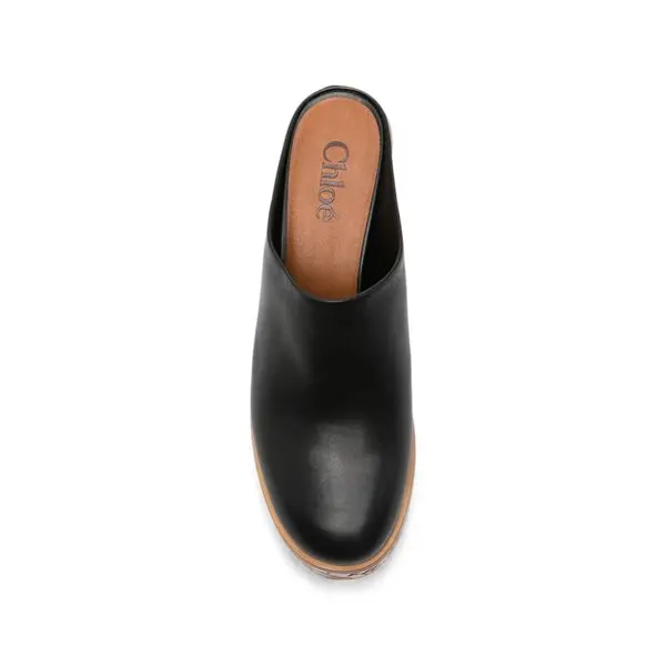 Chloé Leather Platform Wedge Mules