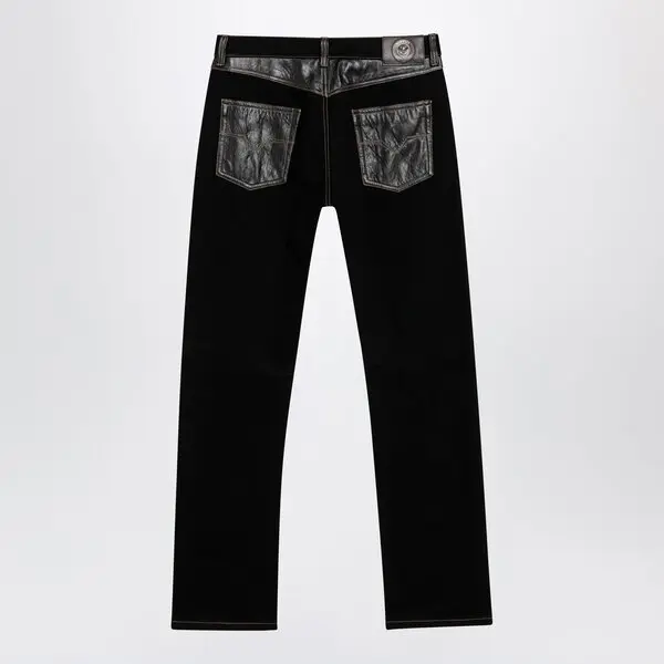 Versace Straight-leg Denim And Leather Jeans