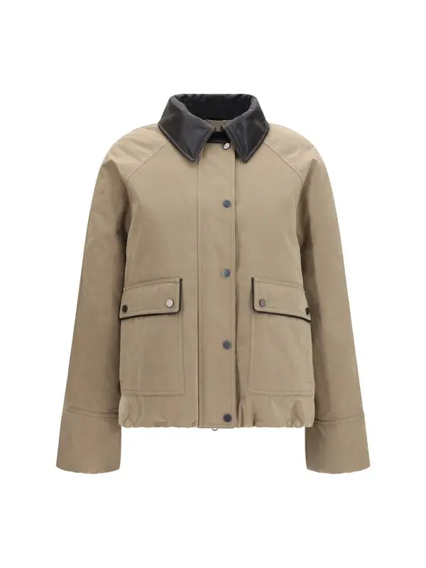 Brunello Cucinelli Padded Down Jacket With Leather Collar