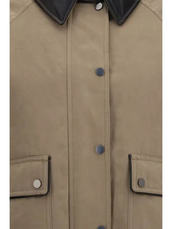 Brunello Cucinelli Padded Down Jacket With Leather Collar