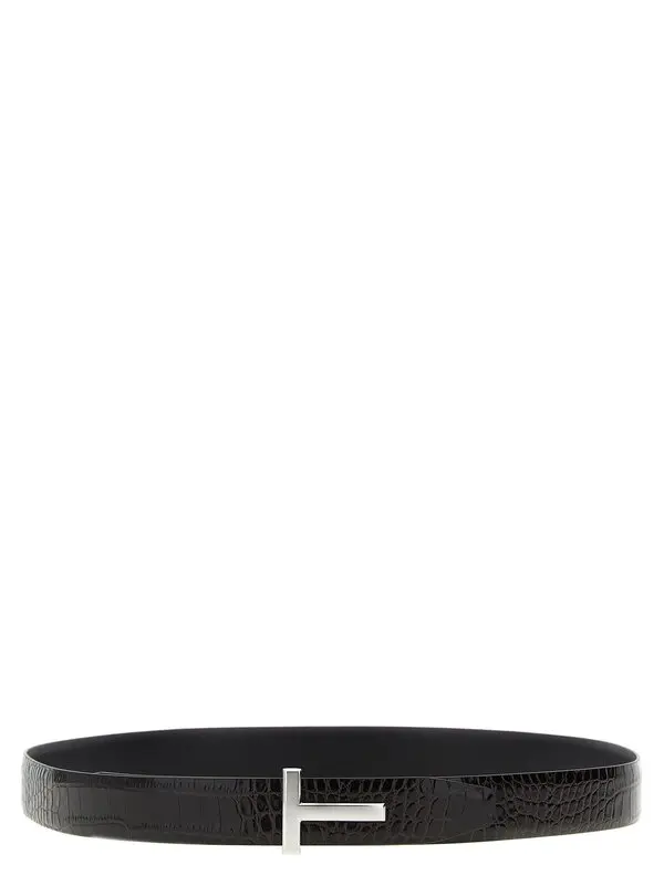 TOM FORD Reversible Crocodile Leather Belt