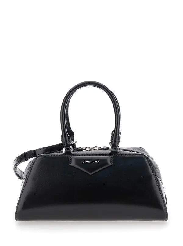Givenchy Black Small 'antigona East West' Handbag With Adjustable And Removable Shoulder Strap And Lettering Logo On The Front In Leather For - Multicolor