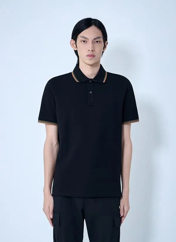 Moncler Polo Shirt With Ribbed Trims