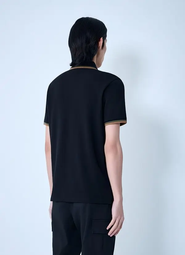 Moncler Polo Shirt With Ribbed Trims