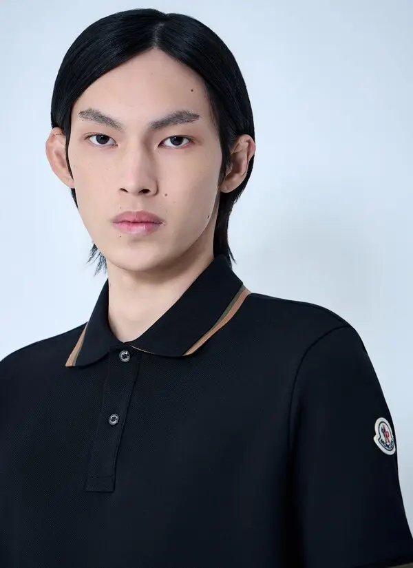 Moncler Polo Shirt With Ribbed Trims