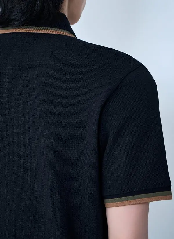 Moncler Polo Shirt With Ribbed Trims