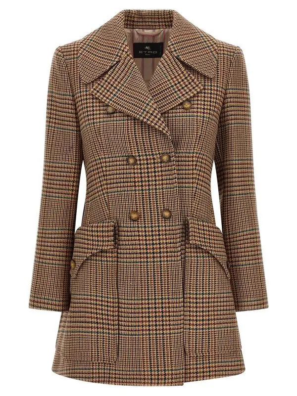 Etro Prince Of Wales Coat - Brown