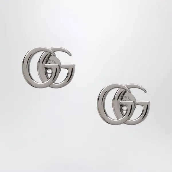 Gucci Tone Gg Marmont Brass Earrings - Silver