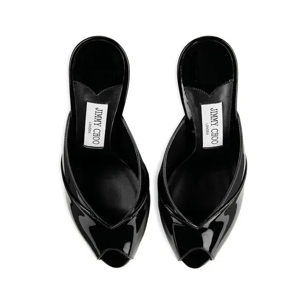 JIMMY CHOO Patent Leather Stiletto Mules - Black