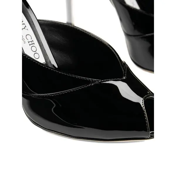 JIMMY CHOO Patent Leather Stiletto Mules - Black