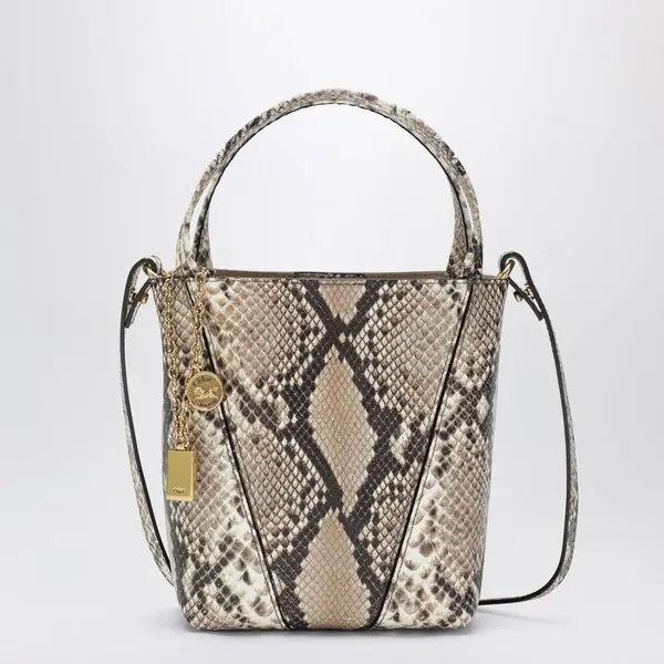 Chloé Python-effect Leather Spin Tote Bag - Cream