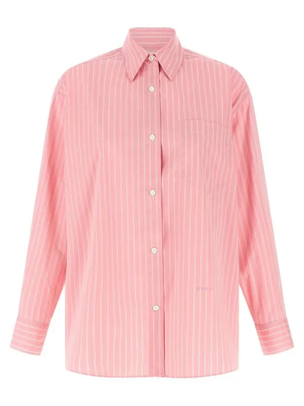 Marni Striped Cotton Blend Poplin Shirt