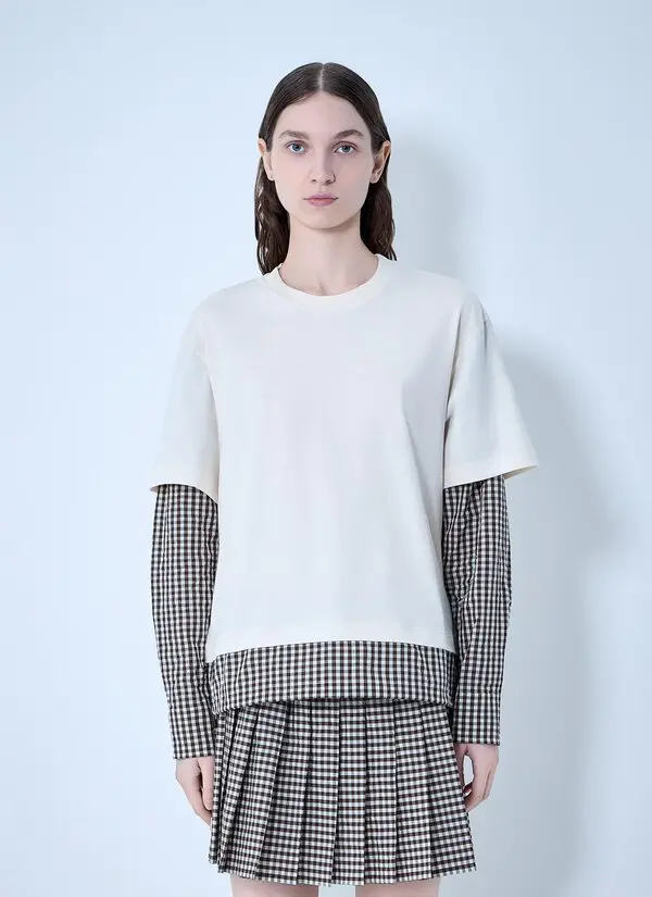 Moncler Layered Check T-shirt - White