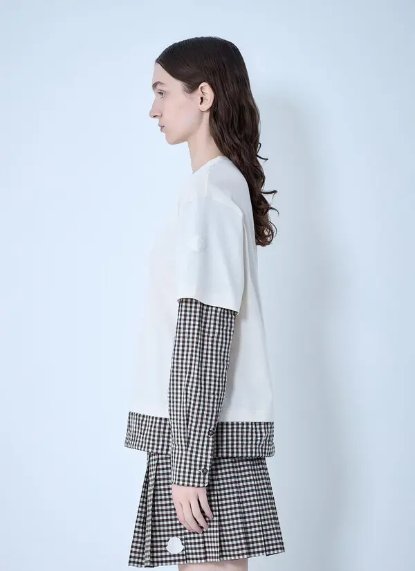 Moncler Layered Check T-shirt - White