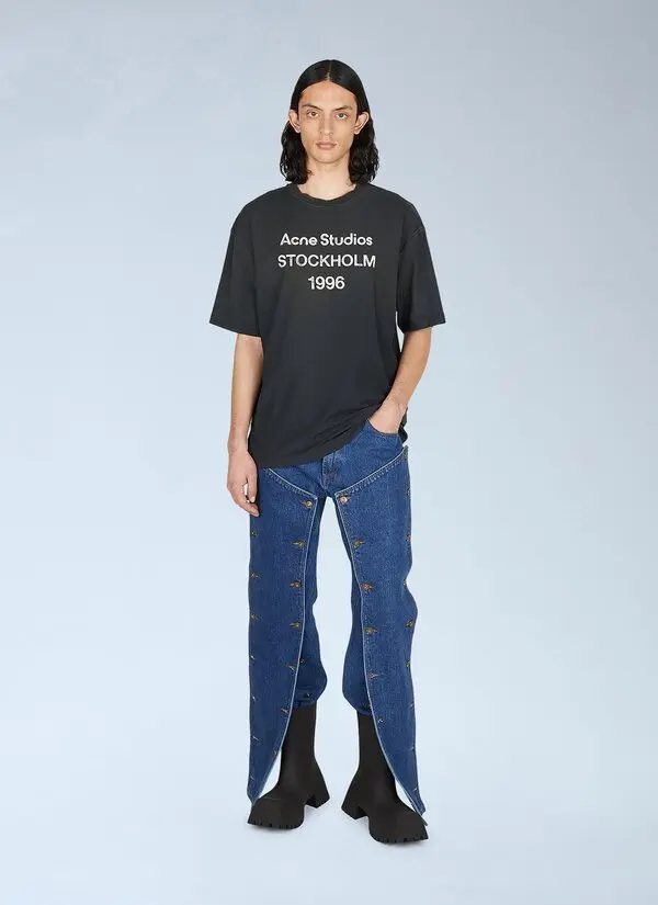 Acne Studios Jersey T-shirt With Logo Print - Black
