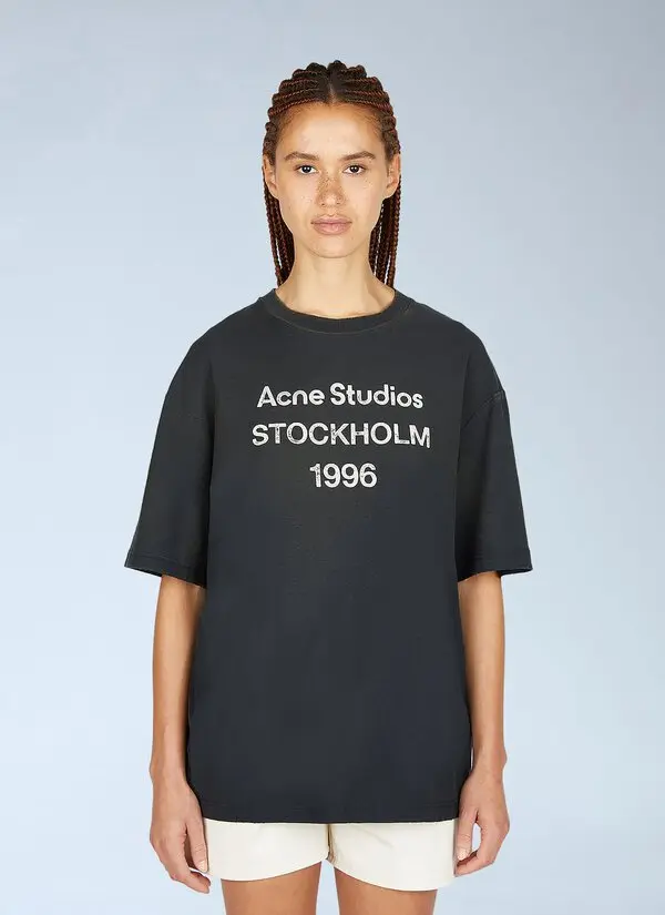 Acne Studios Jersey T-shirt With Logo Print - Black
