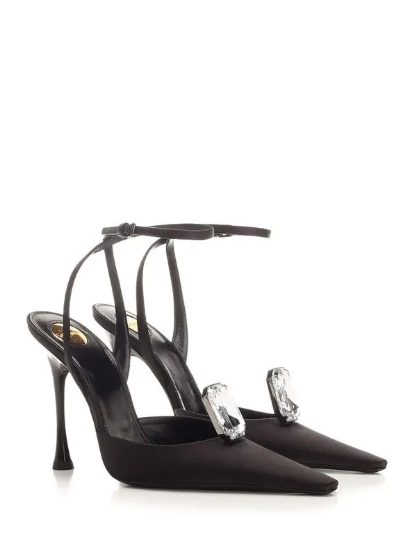 Saint Laurent Doville Satin Slingback - Black