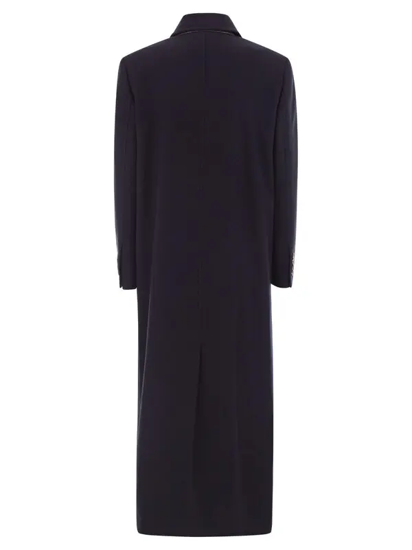 Brunello Cucinelli Long Wool Coat With Jewellery