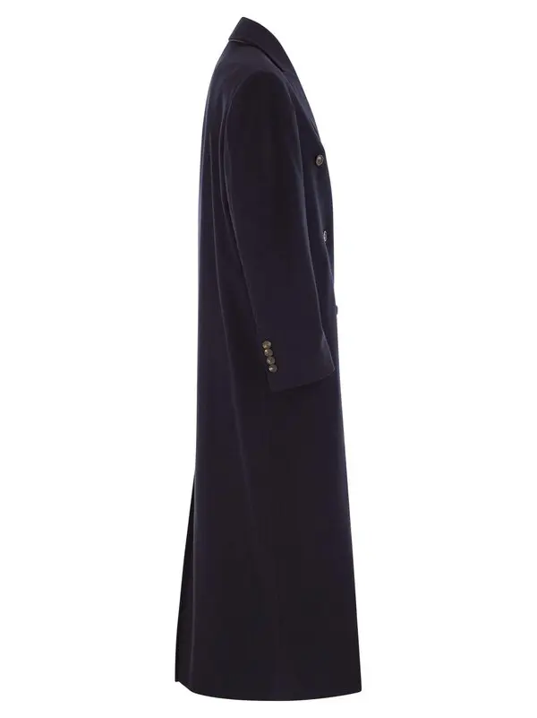 Brunello Cucinelli Long Wool Coat With Jewellery