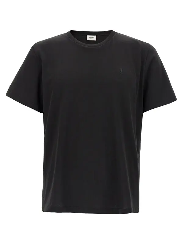 Saint Laurent Cassandre' Embroidery T-shirt - Black