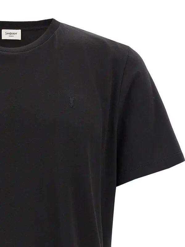 Saint Laurent Cassandre' Embroidery T-shirt - Black