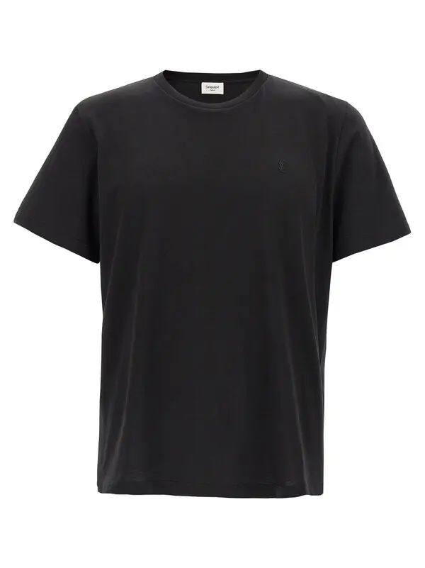Saint Laurent Cassandre' Embroidery T-shirt - Black